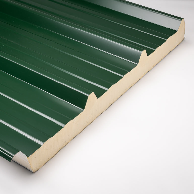80mm PIR Insulated Roof & Wall Panel – Juniper Green Polyester - FM Ap
