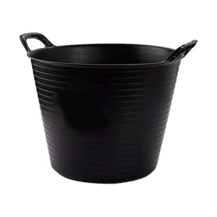 42 Litre Black Heavy Duty Large Flexi Tub Plastic Storage Bucket